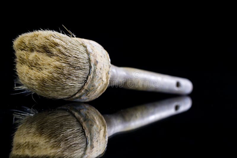 A Paintbrush for a Painter on a Glass Table. Painting Accessories in a ...
