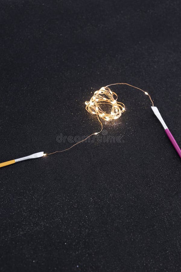 Paintbrush Painting with Light with a Set of String Led Lights Stock ...
