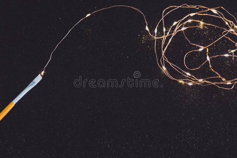 Paintbrush Painting with Light with a Set of String Led Lights Stock ...