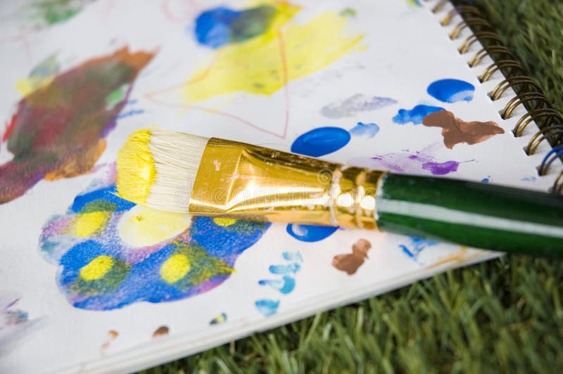Paintbrush on paper stock image. Image of artist, school - 35042827