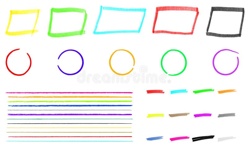 Paintbrush and Pencil Drawings: Frames, Circles, Stripes and Textures ...