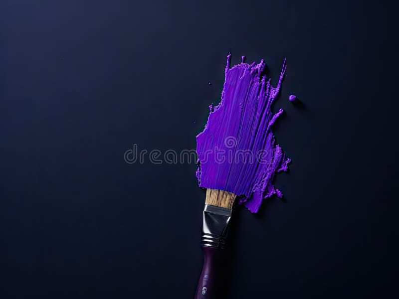 A Paintbrush with Purple and Black Paint Splash. Ai Generative Stock ...
