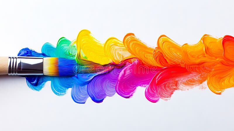 A Paintbrush with a Rainbow Colored Paint on it Stock Photo - Image of ...
