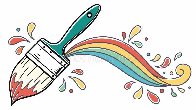 Paintbrush with Rainbow, Creative Art Colorful Design Graphic Vector ...
