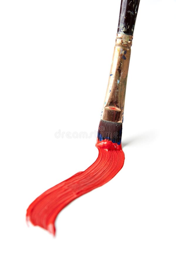 Paintbrush with Red Acrylic Isolated on White Stock Photo - Image of ...