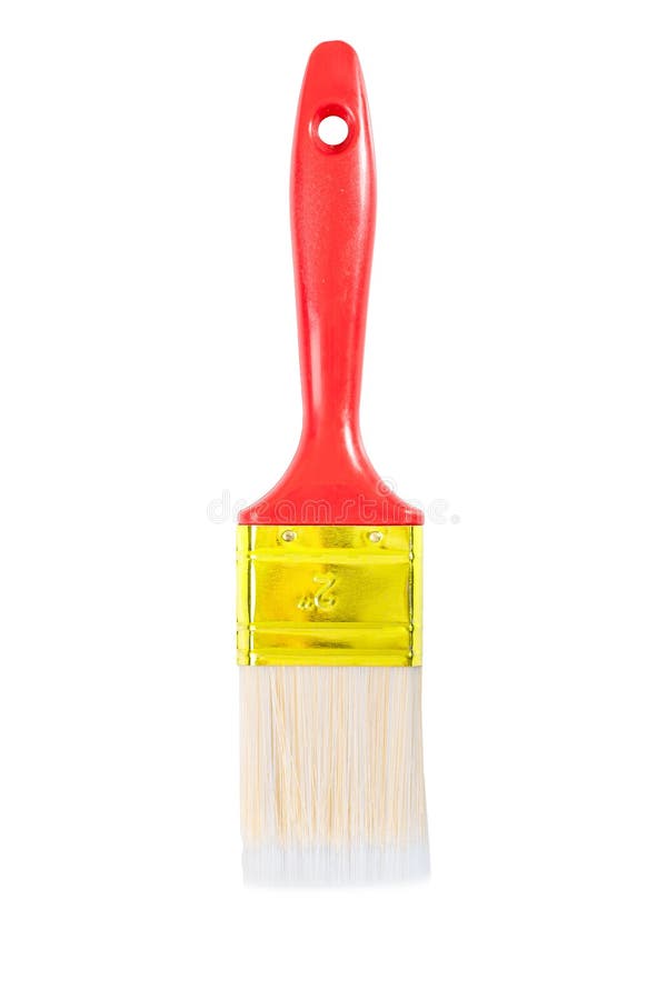 Single Paint Brush in Tray with Roller on Color Stock Image - Image of ...