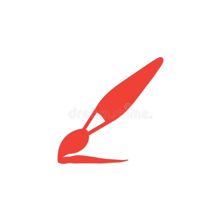 Paintbrush Red Icon on White Background. Red Flat Style Vector ...