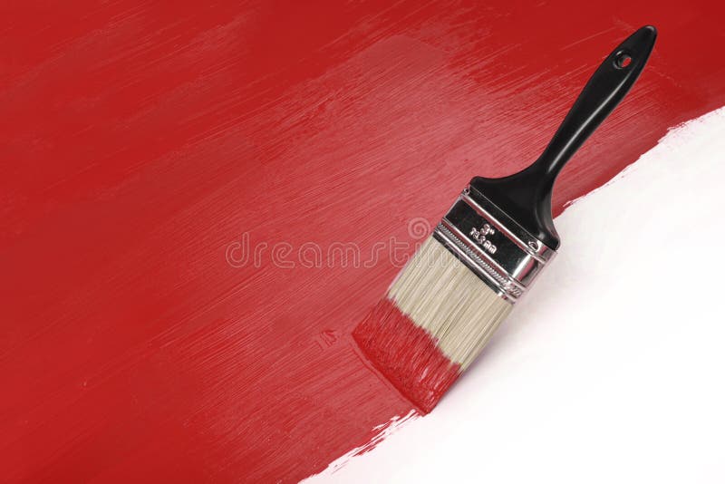 Paintbrush with Red Paint stock photo. Image of horizontal - 59911966