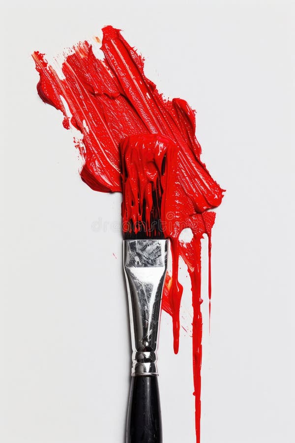 A Paintbrush with Red Paint Dripping Off of it. Can Be Used for ...