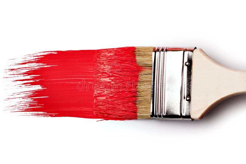 Paintbrush with red paint stock image. Image of concept - 49058285