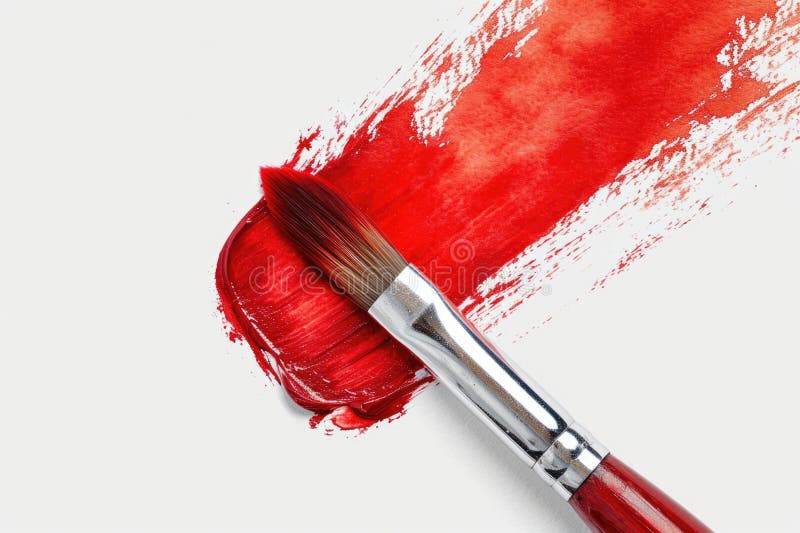 A Paintbrush with Red Paint on a White Surface. Ideal for Creative ...
