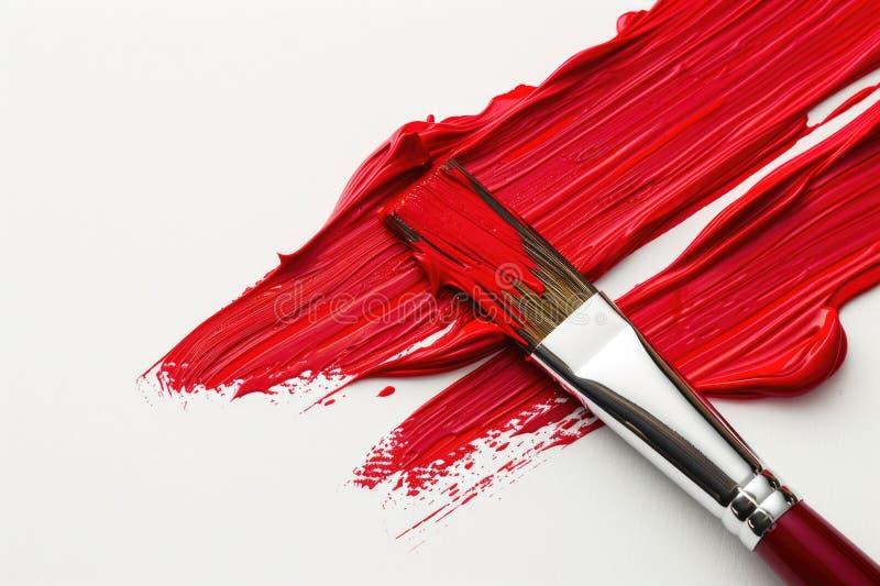 A Paintbrush with Red Paint on a White Surface. Suitable for Art and ...
