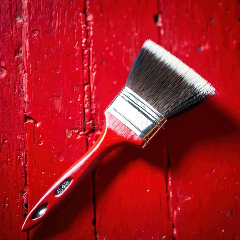 Paintbrush on Red Wall Color Design Concept Stock Illustration ...