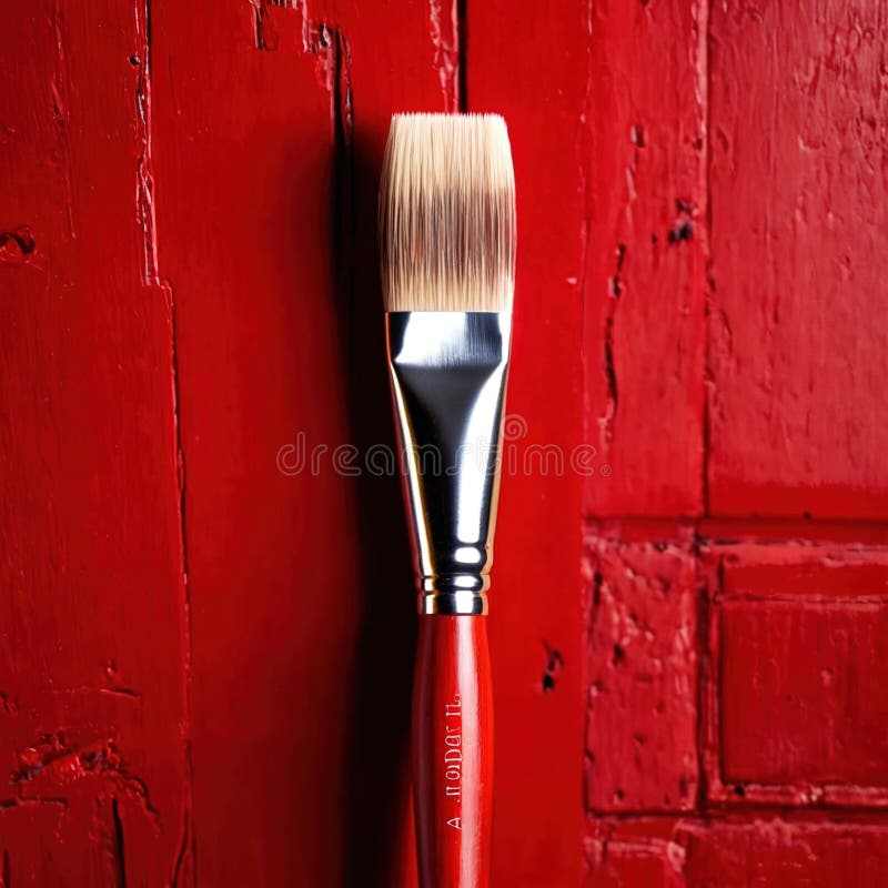 Paintbrush on Red Wall Color Design Concept Stock Illustration ...