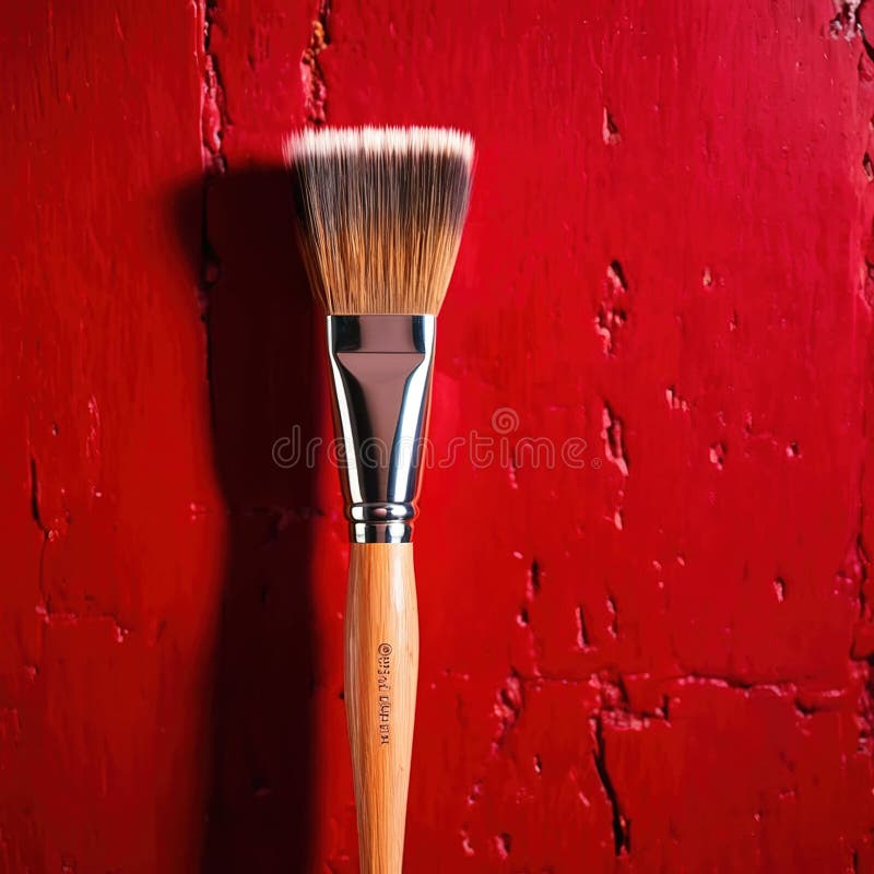 Paintbrush on Red Wall Color Design Concept Stock Illustration ...