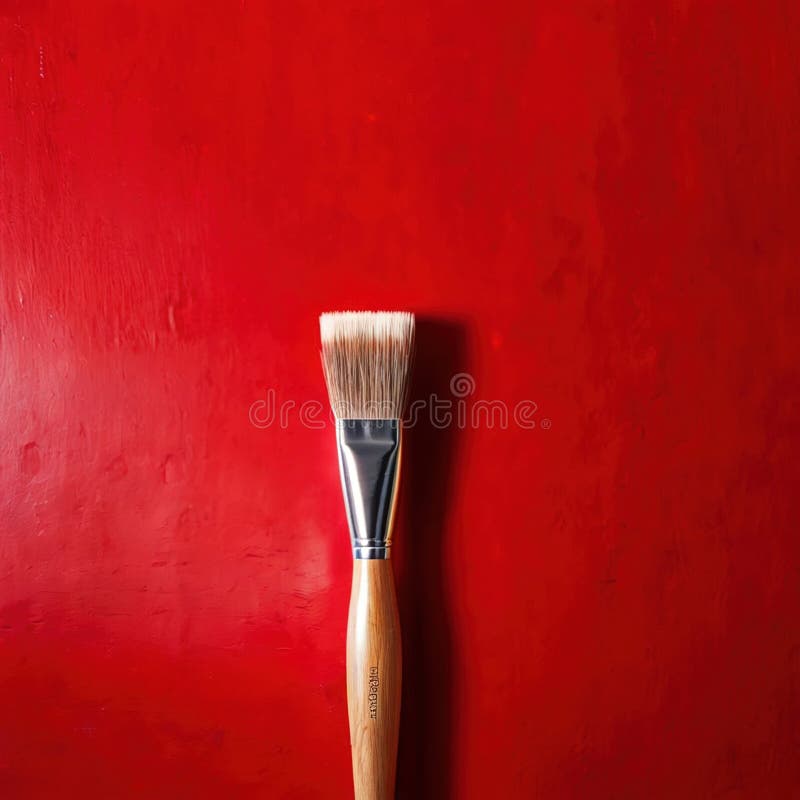 Paintbrush on Red Wall Color Design Concept Stock Illustration ...