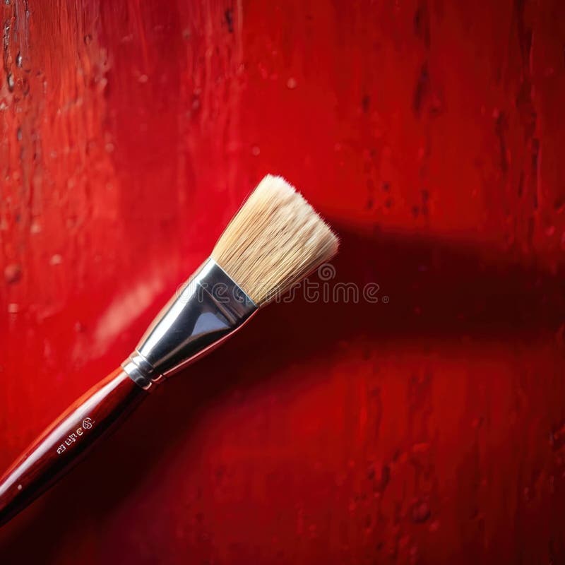 Paintbrush on Red Wall Color Design Concept Stock Illustration ...