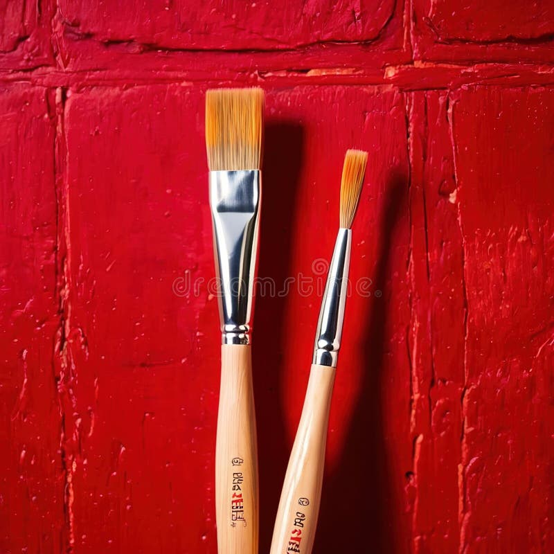Paintbrush on Red Wall Color Design Concept Stock Illustration ...