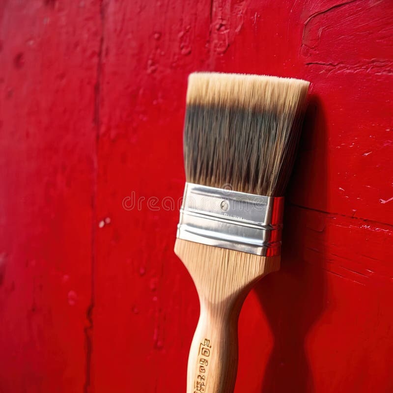 Paintbrush on Red Wall Color Design Concept Stock Illustration ...
