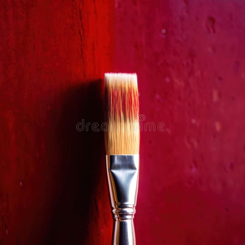Paintbrush on Ruby Wall Color Design Concept Stock Illustration ...