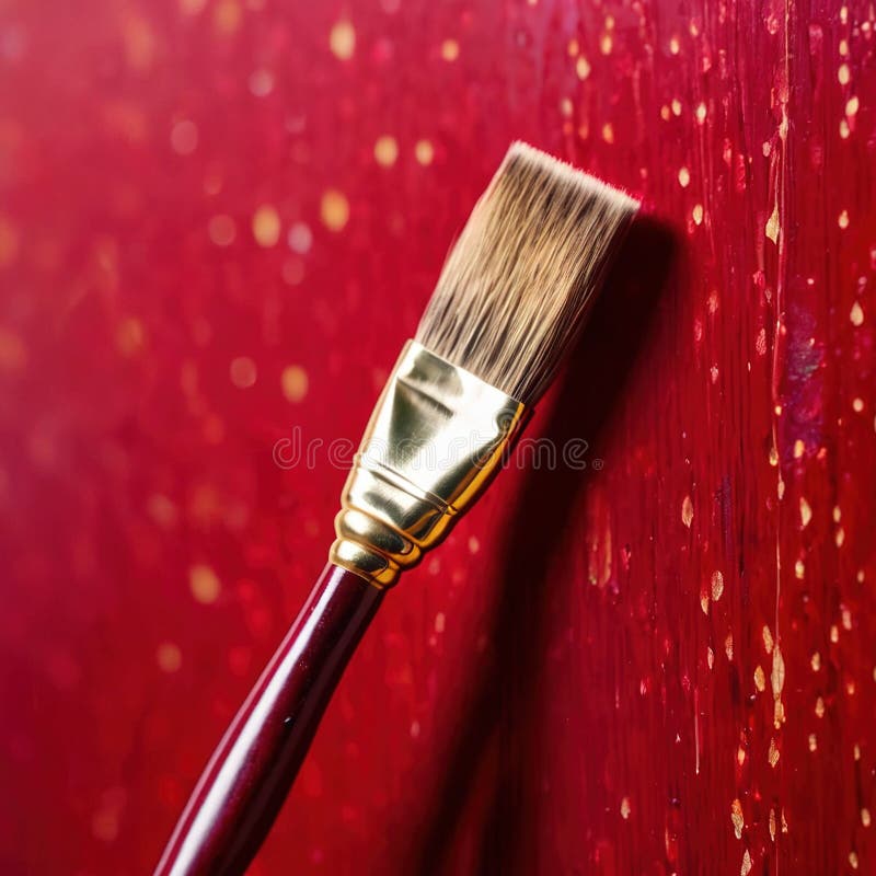 Paintbrush on Ruby Wall Color Design Concept Stock Illustration ...