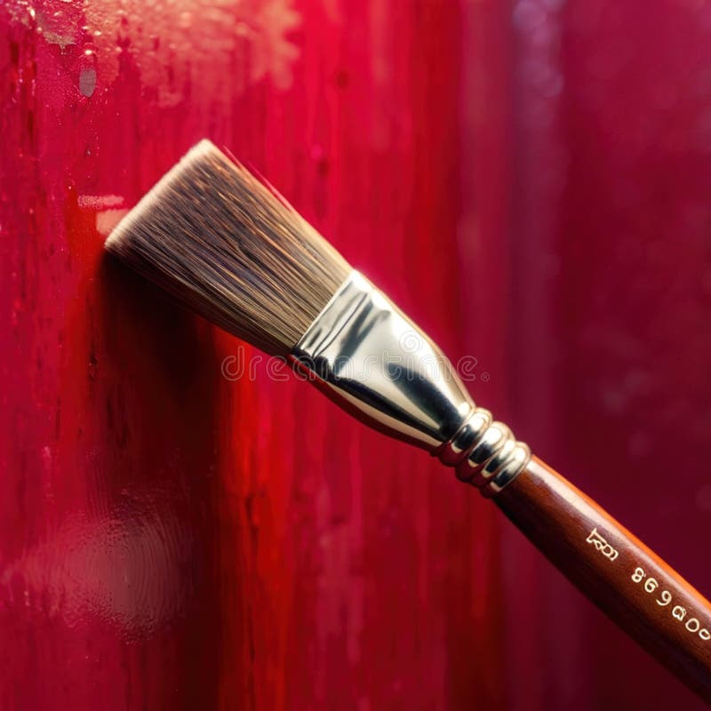 Paintbrush on Ruby Wall Color Design Concept Stock Illustration ...