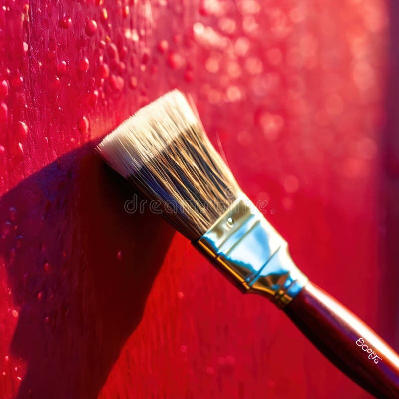 Paintbrush on Ruby Wall Color Design Concept Stock Illustration ...