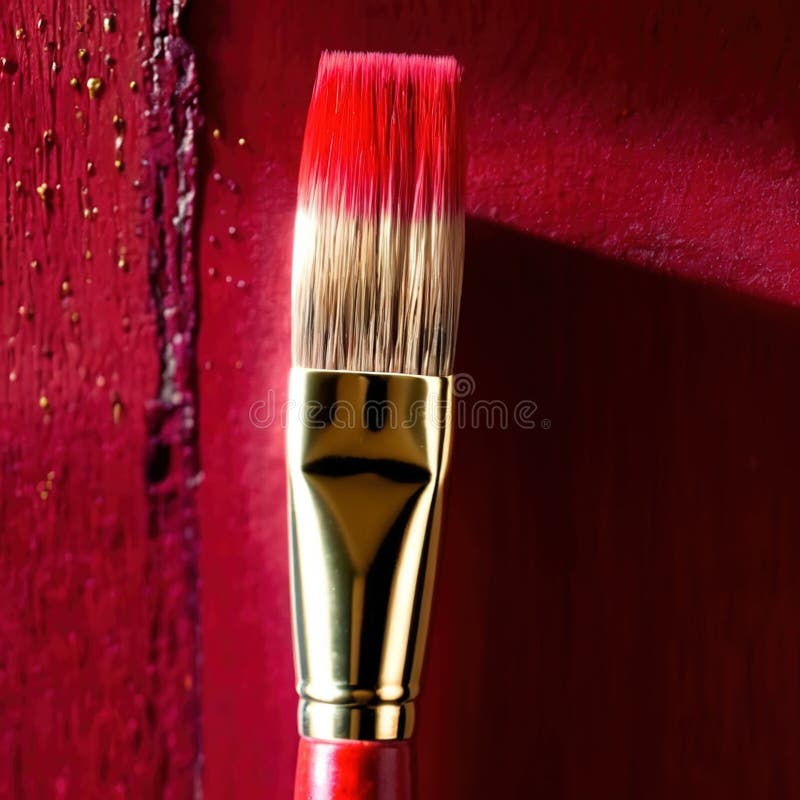 Paintbrush on Ruby Wall Color Design Concept Stock Illustration ...