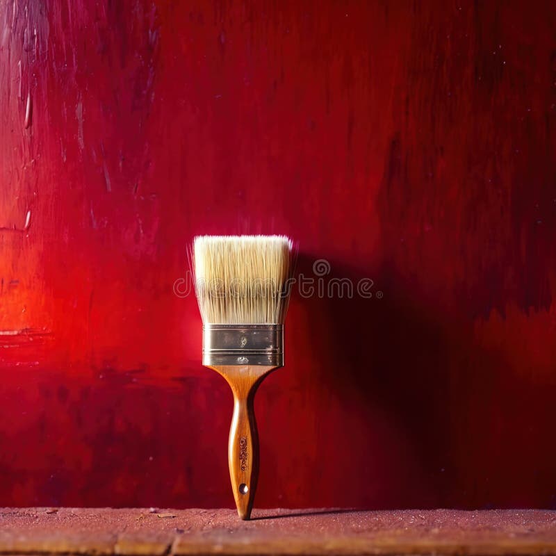 Paintbrush on Ruby Wall Color Design Concept Stock Illustration ...