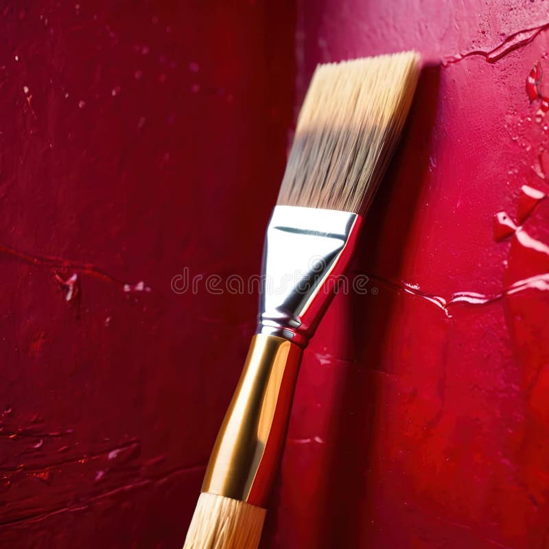 Paintbrush on Ruby Wall Color Design Concept Stock Illustration ...