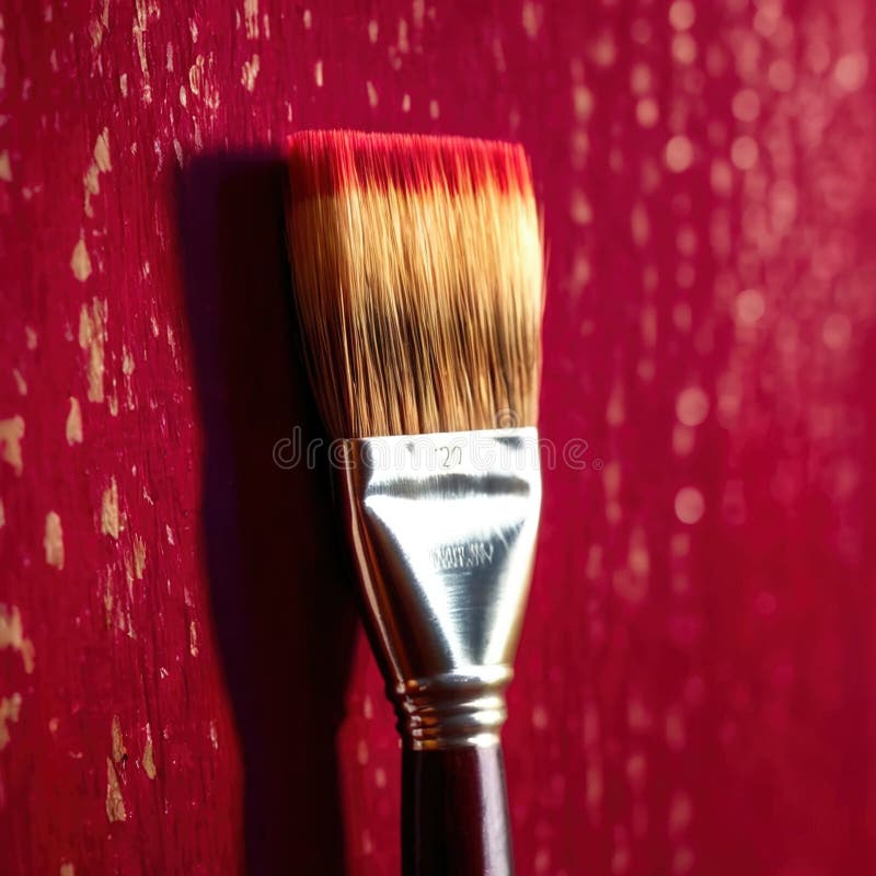 Paintbrush on Ruby Wall Color Design Concept Stock Illustration ...