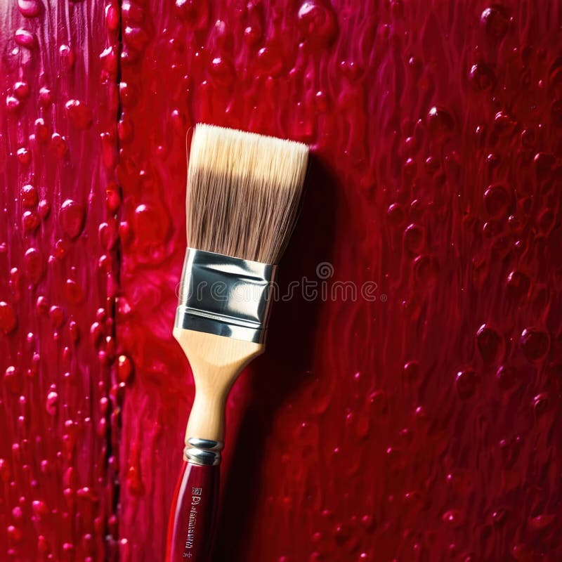 Paintbrush on Ruby Wall Color Design Concept Stock Illustration ...