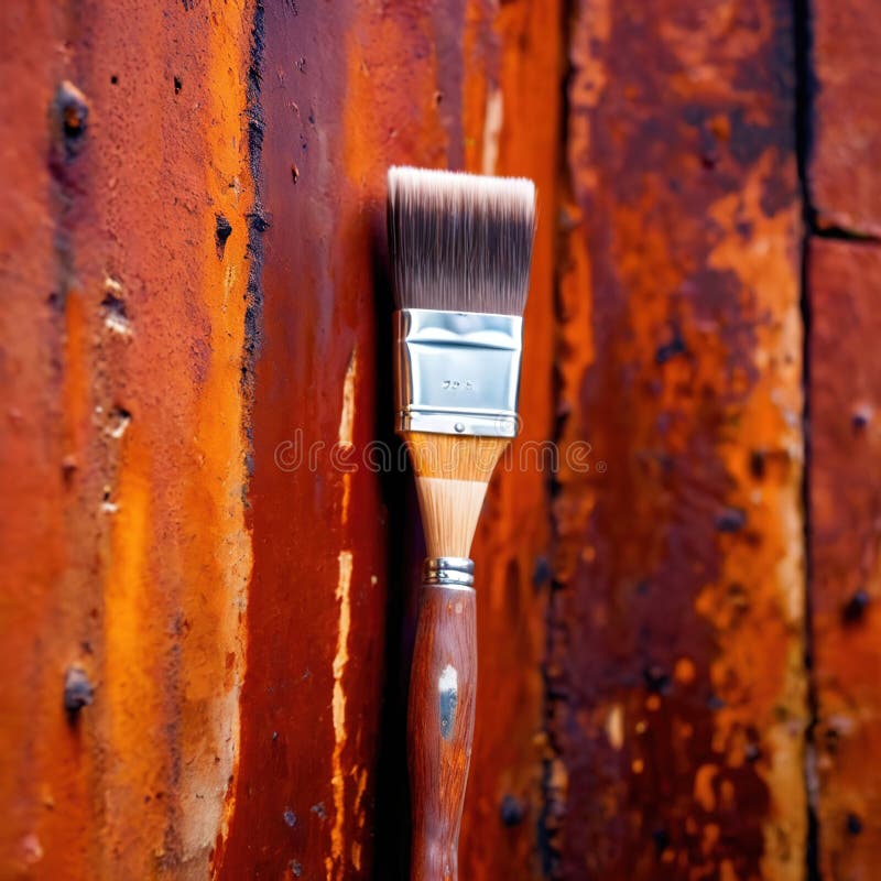 Paintbrush on Rust Wall Color Design Concept Stock Illustration ...