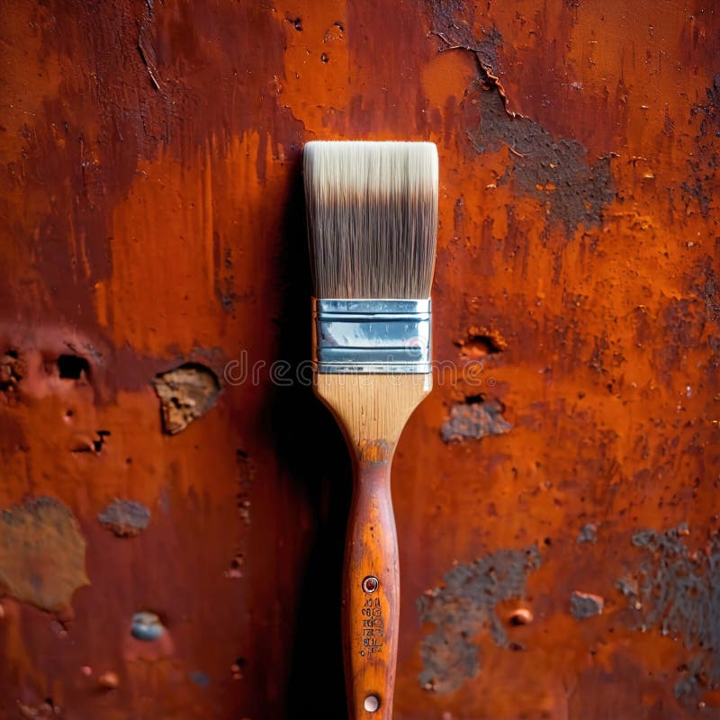 Paintbrush on Rust Wall Color Design Concept Stock Illustration ...