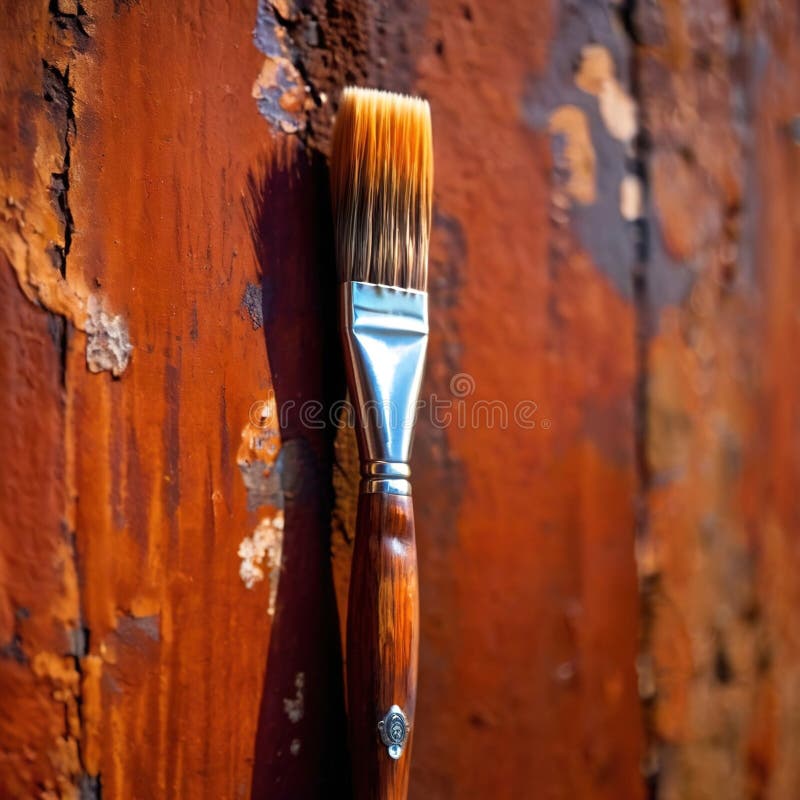 Paintbrush on Rust Wall Color Design Concept Stock Illustration ...