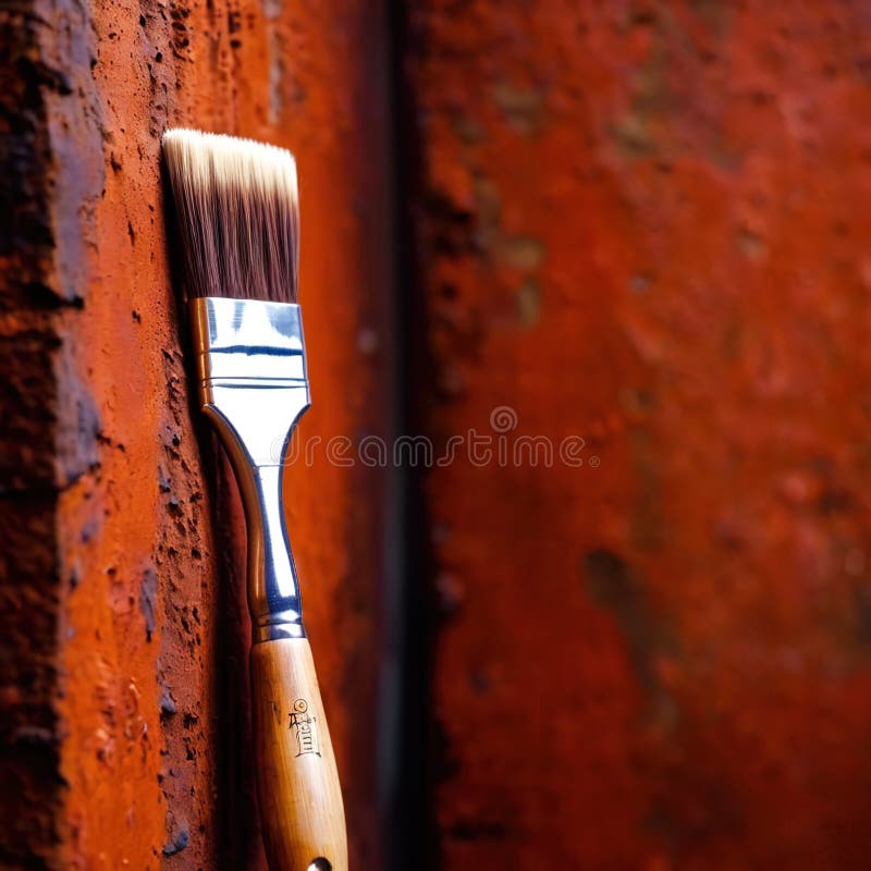 Paintbrush on Rust Wall Color Design Concept Stock Illustration ...