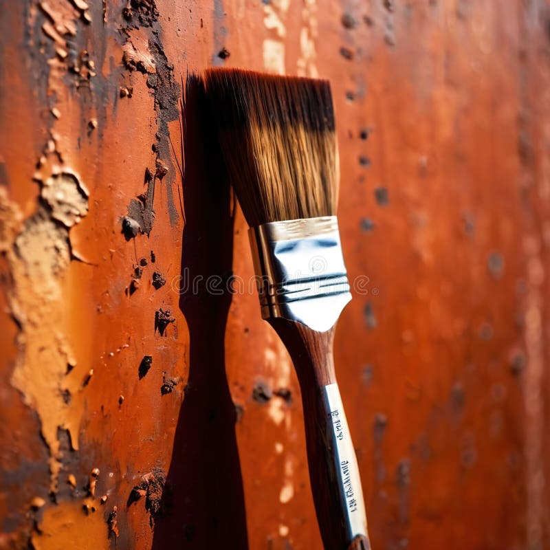 Paintbrush on Rust Wall Color Design Concept Stock Illustration ...