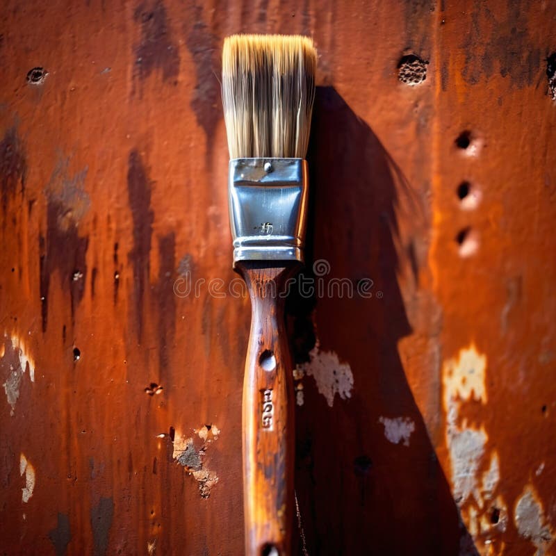Paintbrush on Rust Wall Color Design Concept Stock Illustration ...