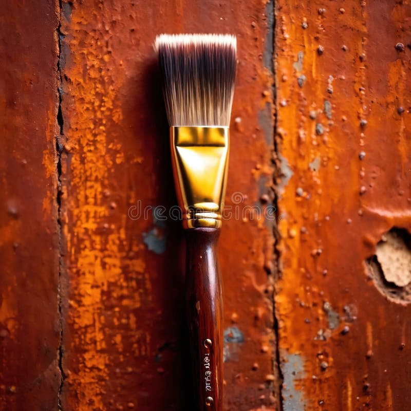 Paintbrush on Rust Wall Color Design Concept Stock Illustration ...