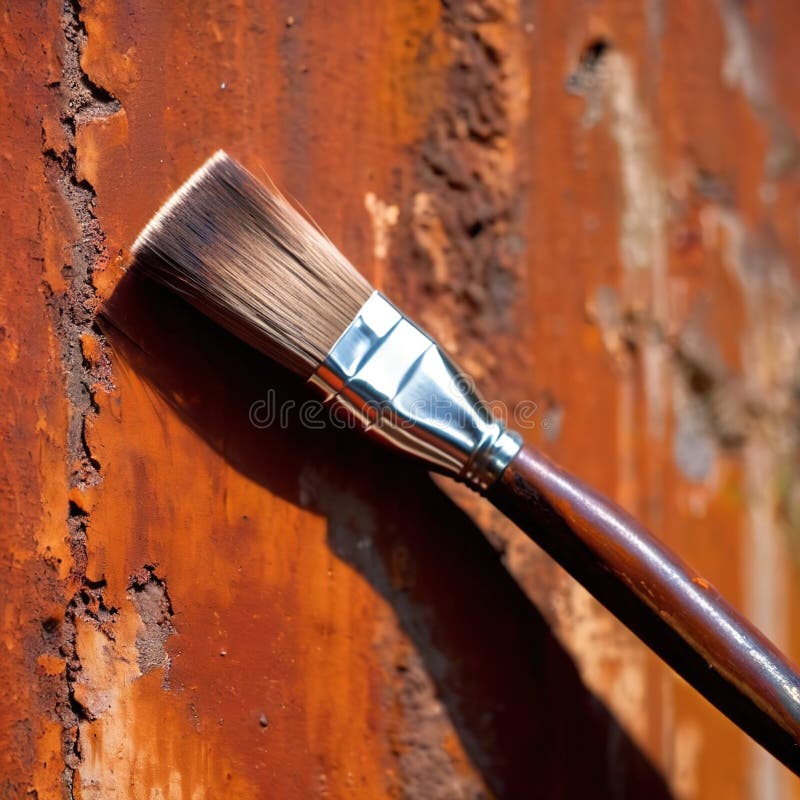 Paintbrush on Rust Wall Color Design Concept Stock Illustration ...
