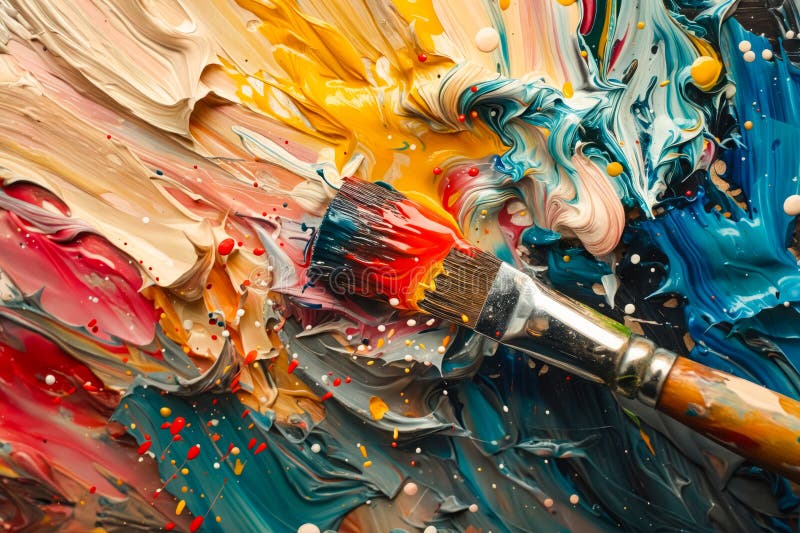 A Paintbrush is Sitting on Top of a Pile of Paint. Generative AI Stock ...