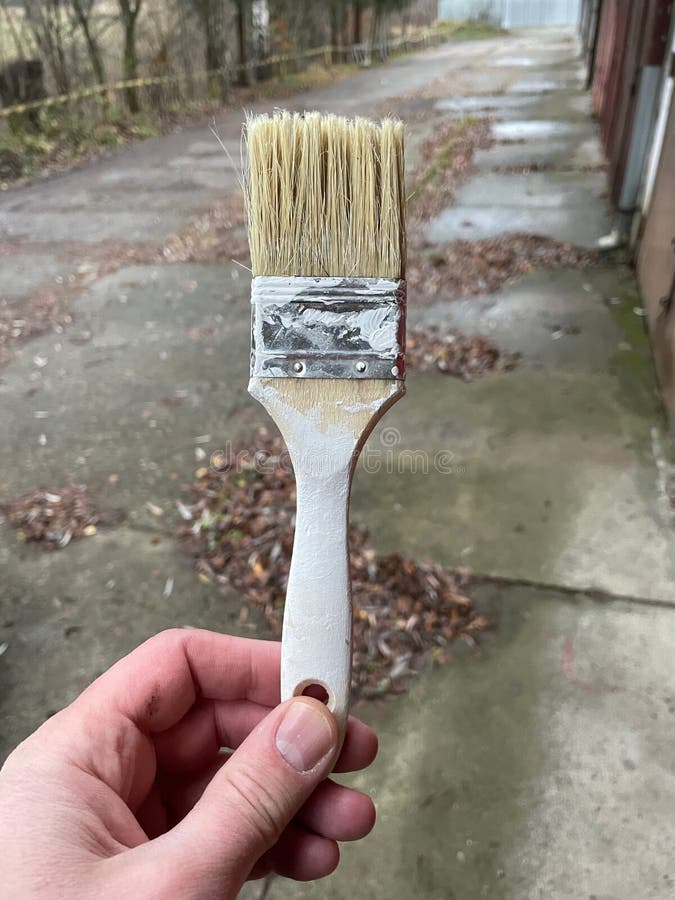 A Paintbrush Smeared with Paint Stock Image - Image of wooden ...