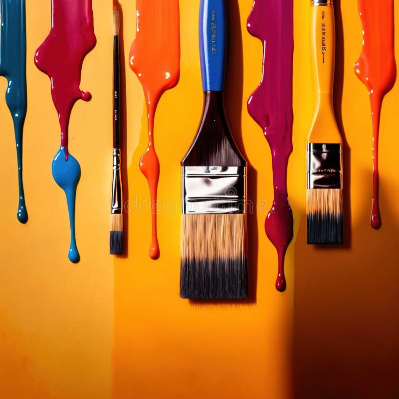 Paintbrush with Vibrant Splashing Colors, Showing Artistic Creativity ... Paintbrush with Vibrant Splashing Colors, Showing Artistic Creativity ...