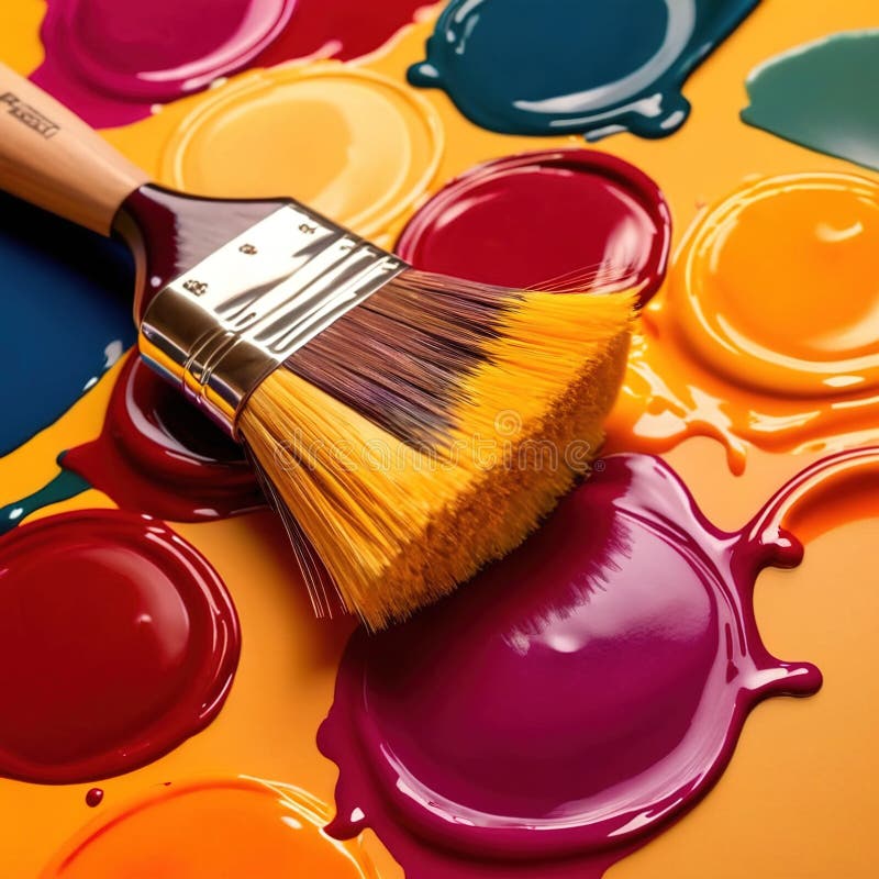 Paintbrush with Vibrant Splashing Colors, Showing Artistic Creativity ... Paintbrush with Vibrant Splashing Colors, Showing Artistic Creativity ...