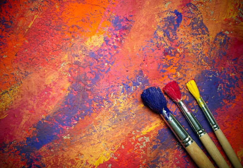 Paintbrushes on Abstract Background Stock Image - Image of artist ...