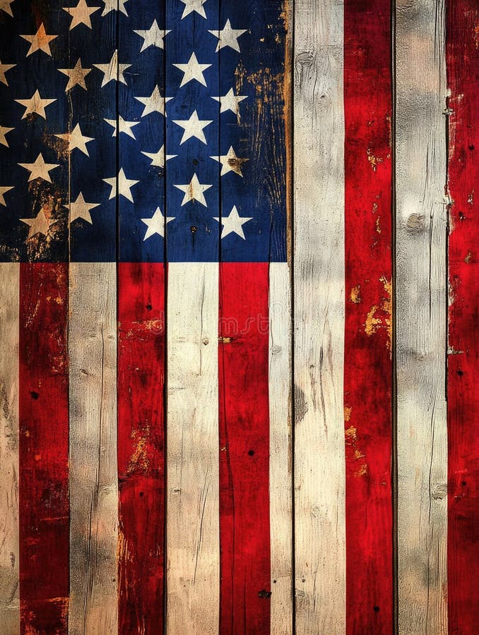 A Painted American Flag on a Wooden Wall Stock Photo - Image of ...