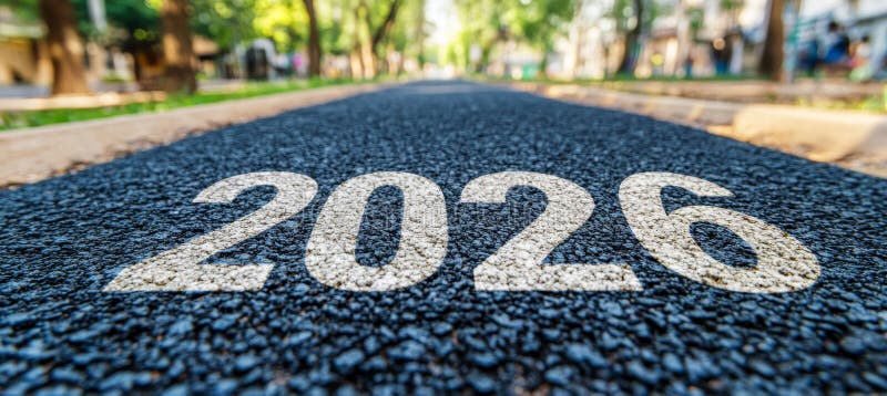 2026 Painted on Asphalt Road in Focus, Conceptual Image for Future ...