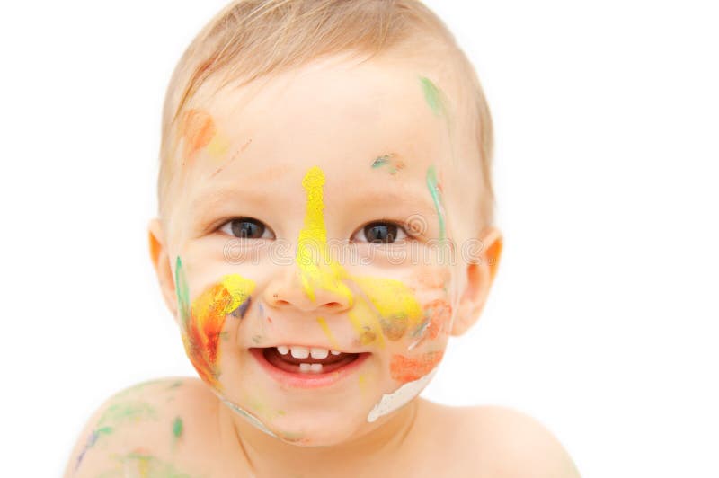 Painted baby face stock image. Image of color, human, face - 6828293
