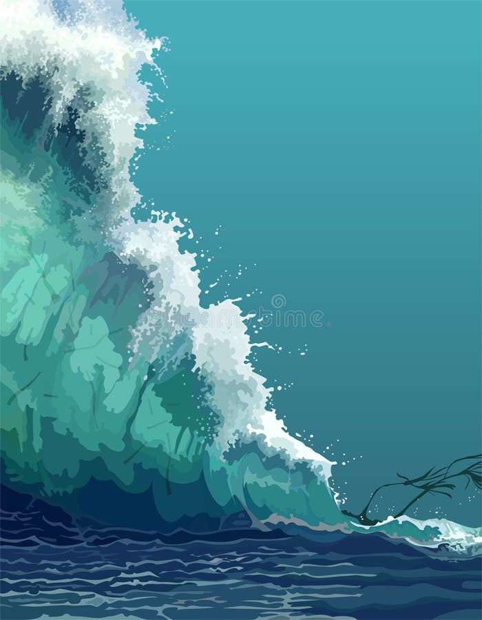 Giant tsunami stock illustration. Illustration of death - 19747898