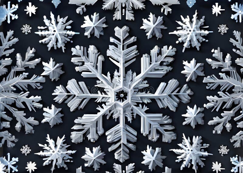 Painted Background with 3D Snowflakes and Shadows Stock Illustration ...